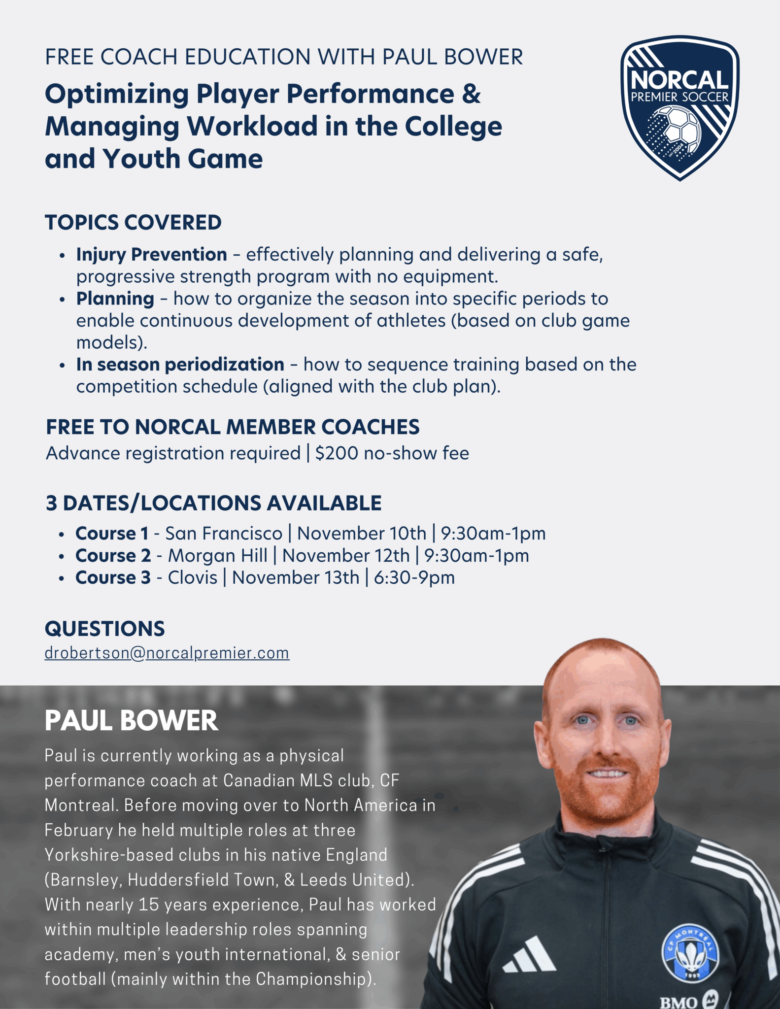 Coach Education Series with Paul Bower | NorCal Premier